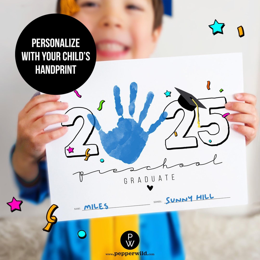 Preschool Graduation Handprint Keepsake // 2025 Pre-k Grad Certificate ...