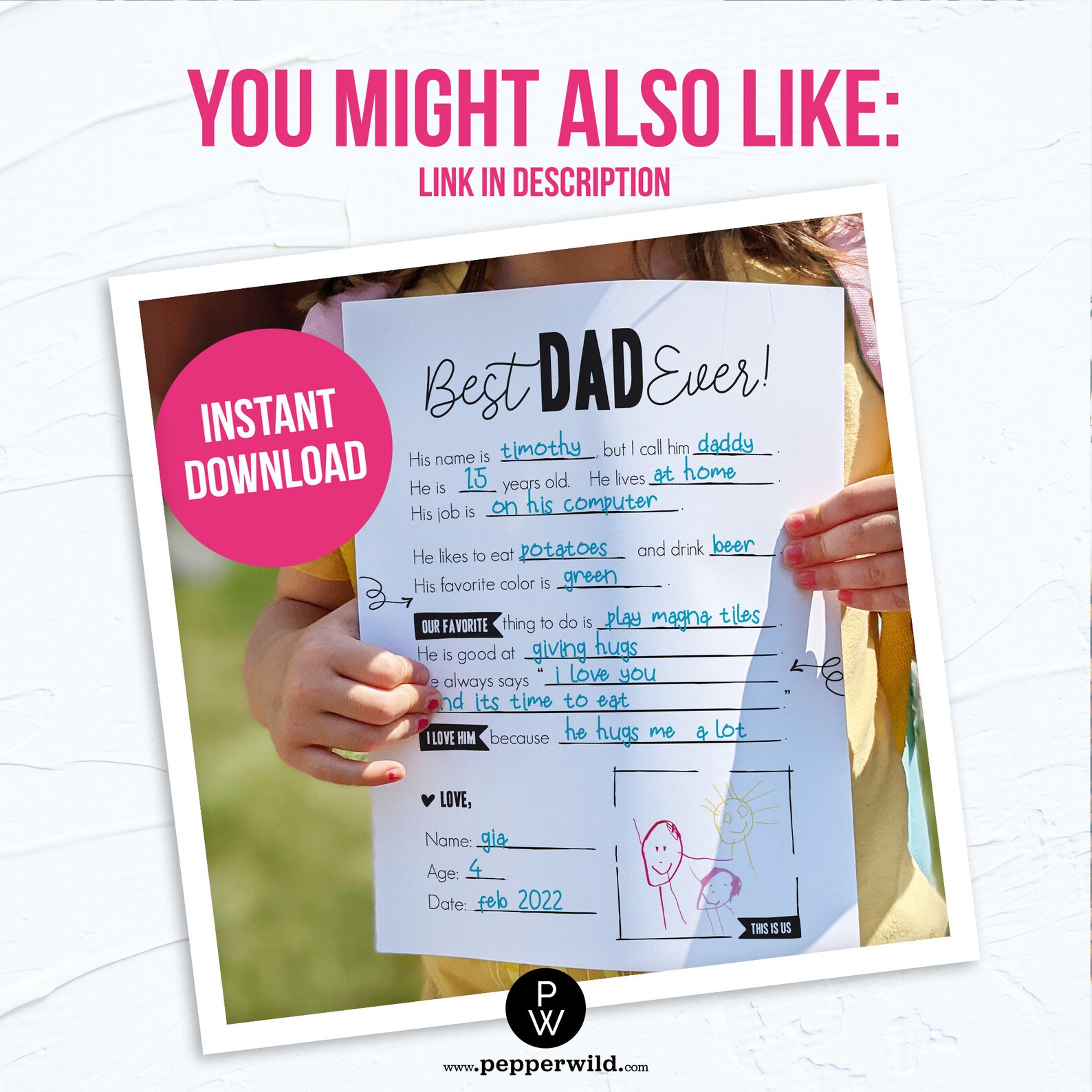 Dad's Birthday Double Handprint Card for Daddy From Kids - Etsy