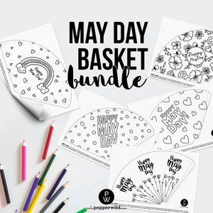 May Day Basket Bundle Variety 5 Pack for Kids to Color // Classroom May ...