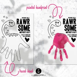 Mother's Day Dinosaur Handprint Card for Grandma, Step Mom From ...