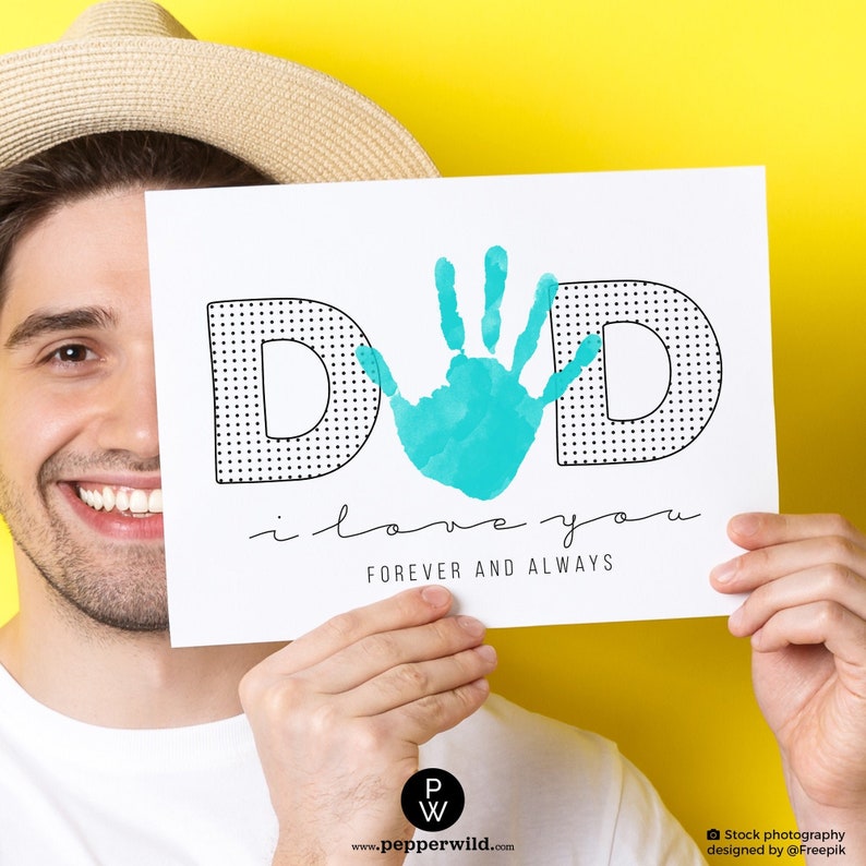 Dad I Love You Handprint Card From Kid Child Baby // - Etsy