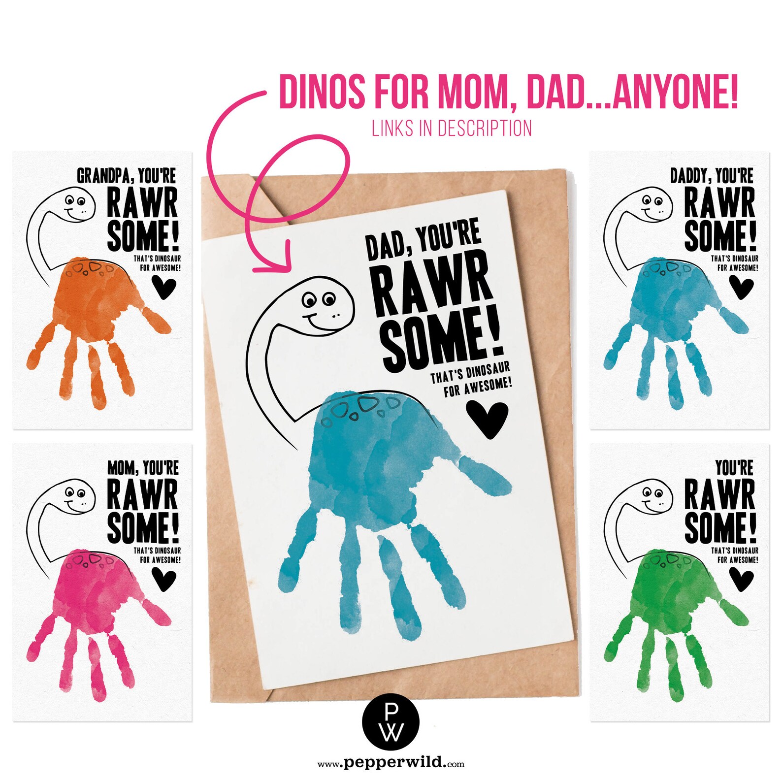 Uncle's Birthday Dinosaur Handprint Card From Kid Nephew - Etsy