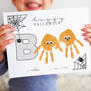 Halloween Ghosts Handprint Printable Keepsake // Personalize in Canva ...