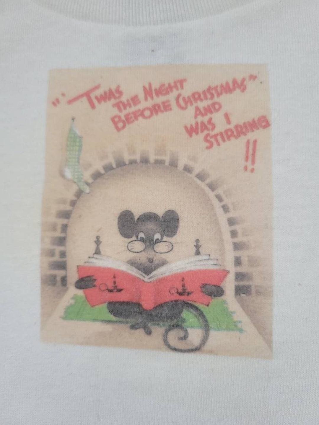 Vintage Card Imprinted on T-shirt Size 2t, Stirring Mouse Christmas ...