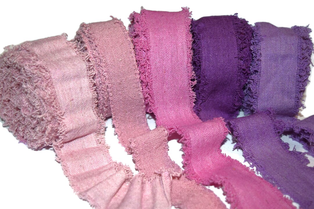 Pink Shades Frayed Edge Cotton Ribbon, Cotton Fuzzy Ribbon Rolls , 1.5 ...