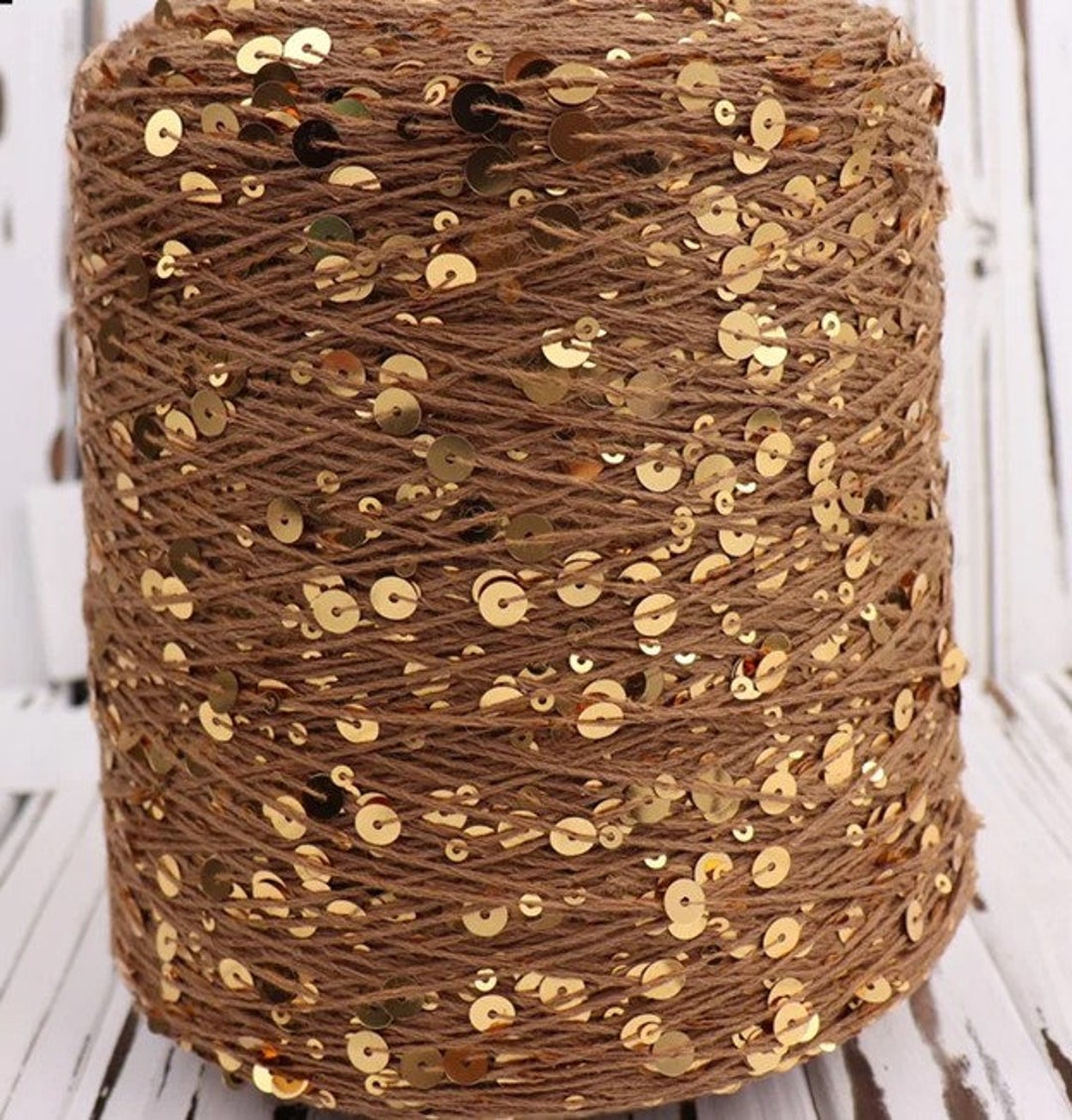 6mm Sequin Thread Yarn Sparkly Gold 20 Yards - Etsy