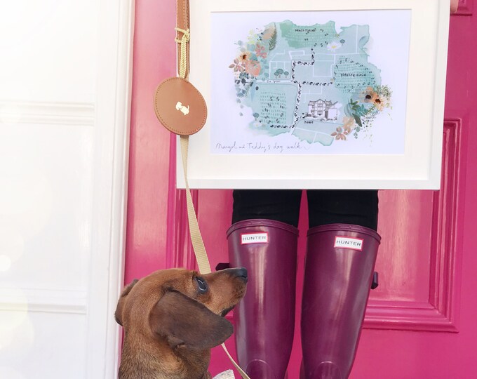 Personalised Favourite Dog Walk Paw and Footprint Map - Dog Walking Map ...