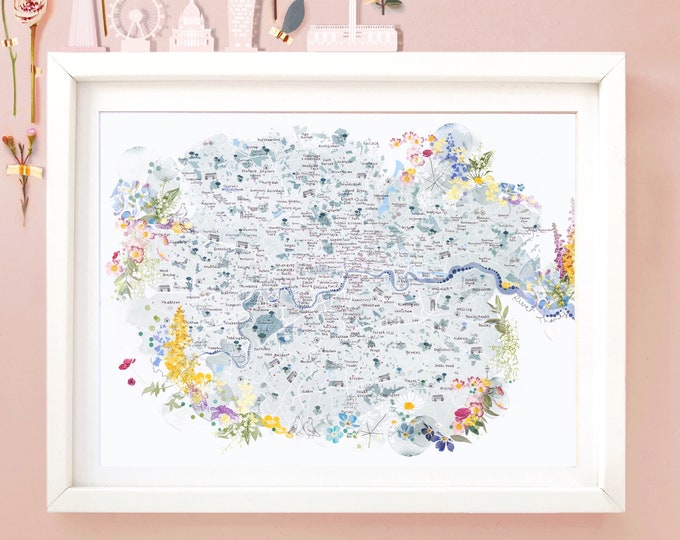 London Map Art - Customised With Your Choice of Landmarks and Favourite ...