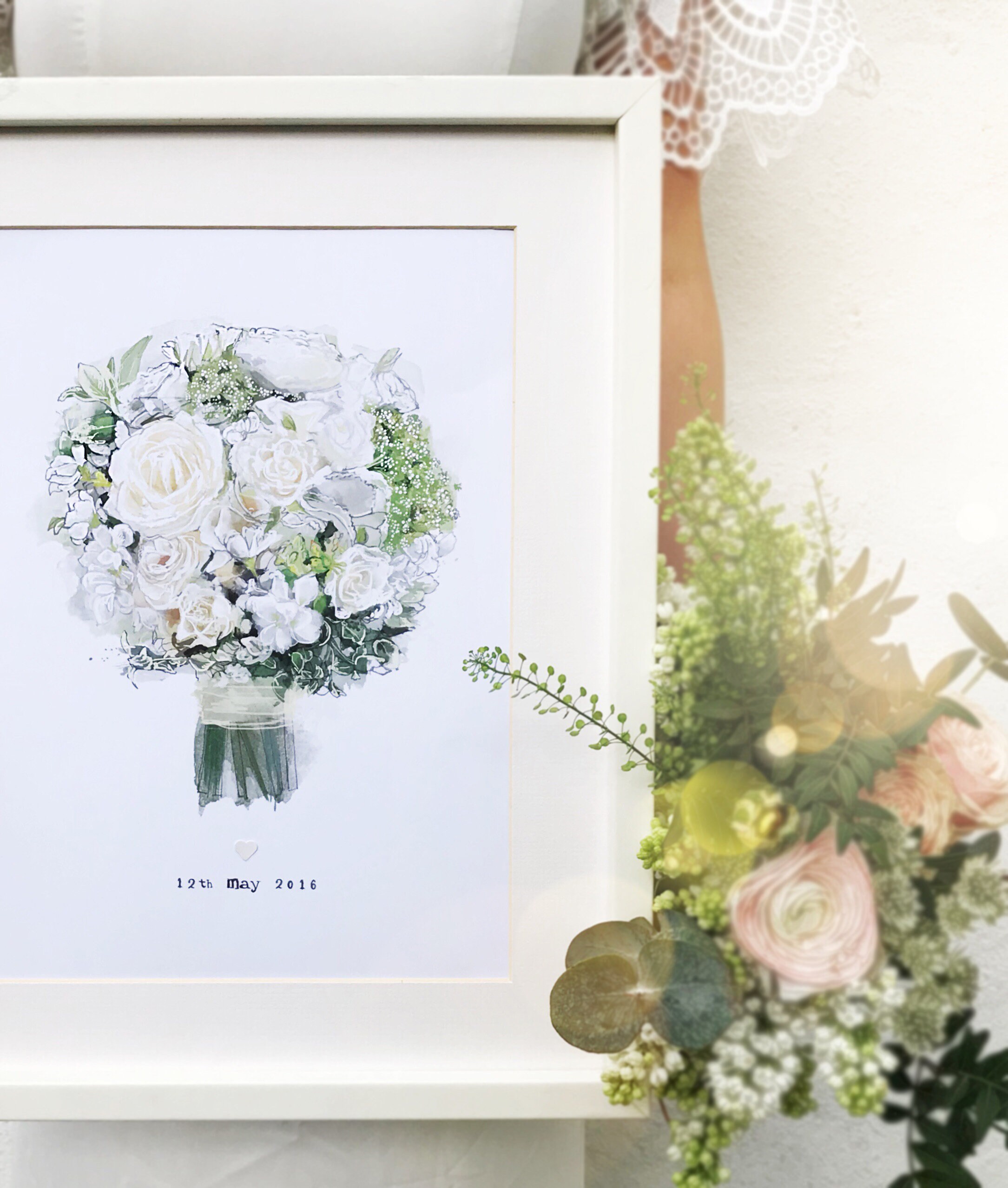 Wedding Bouquet Illustrated Print - Colourful Flower Artwork of Your ...