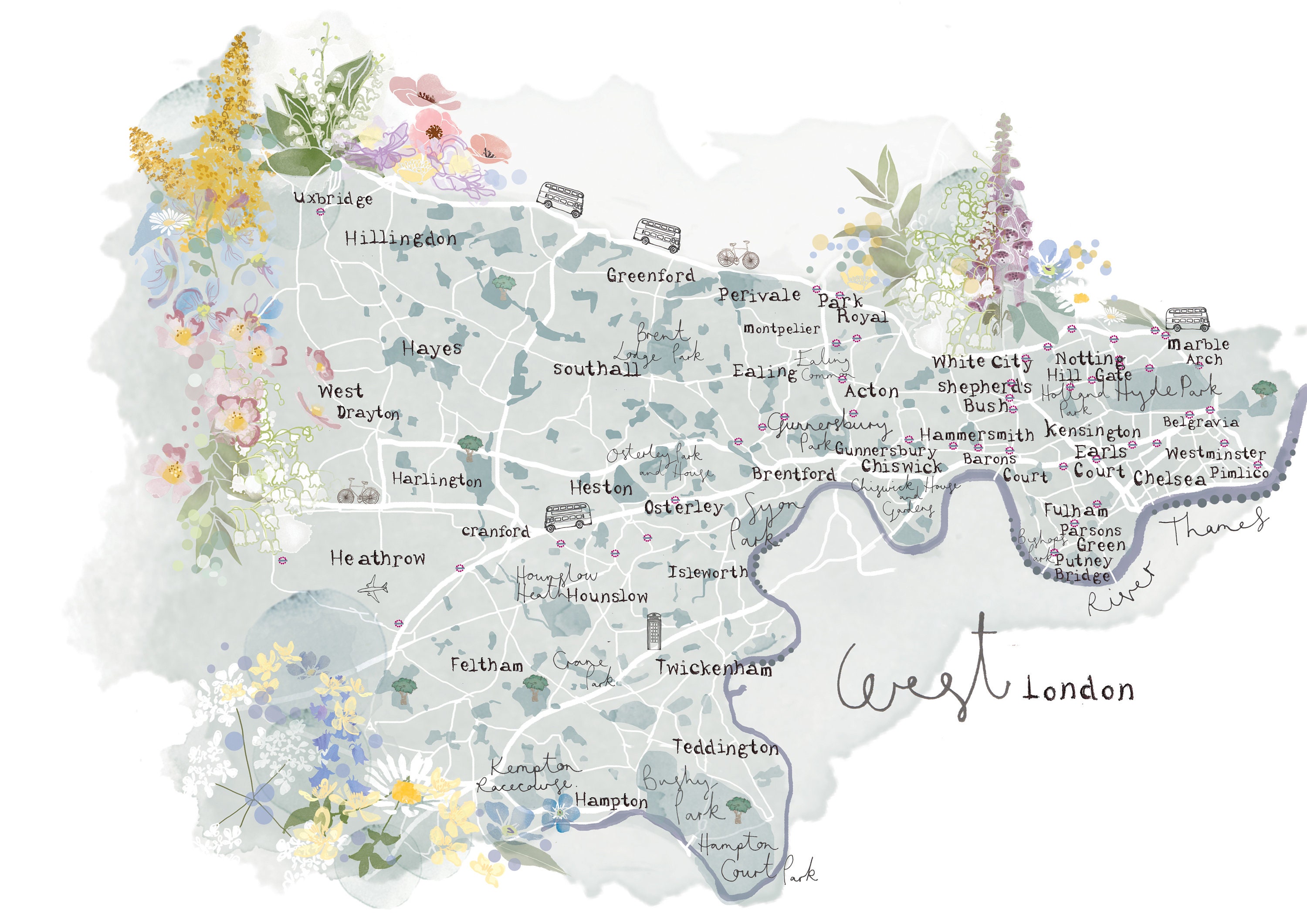 North London illustrated map Customised with your choice of | Etsy
