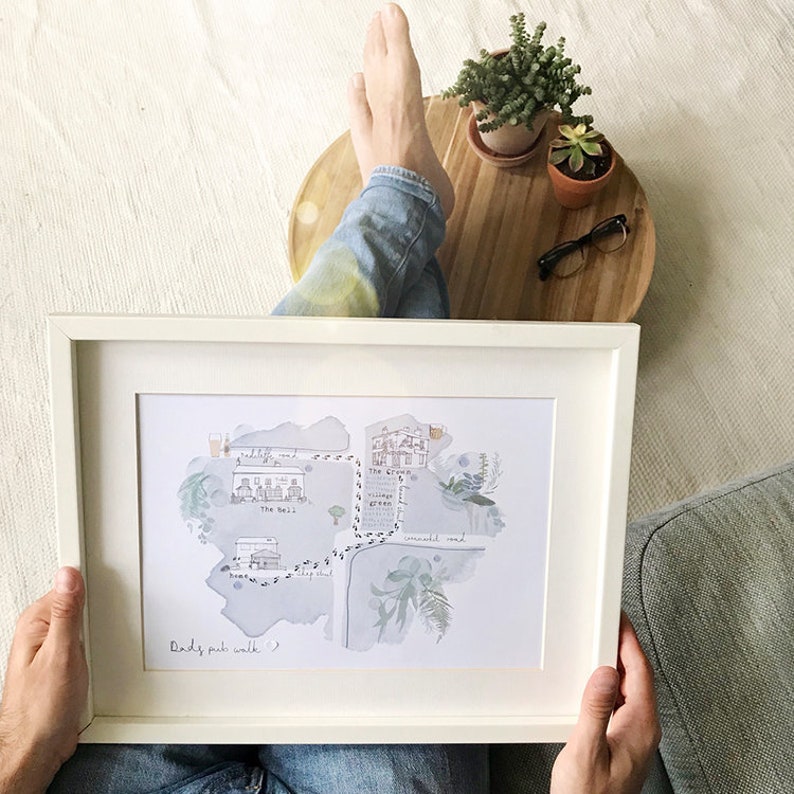 Pub Crawl Map Illustrated Art Print Favourite Pubs and - Etsy