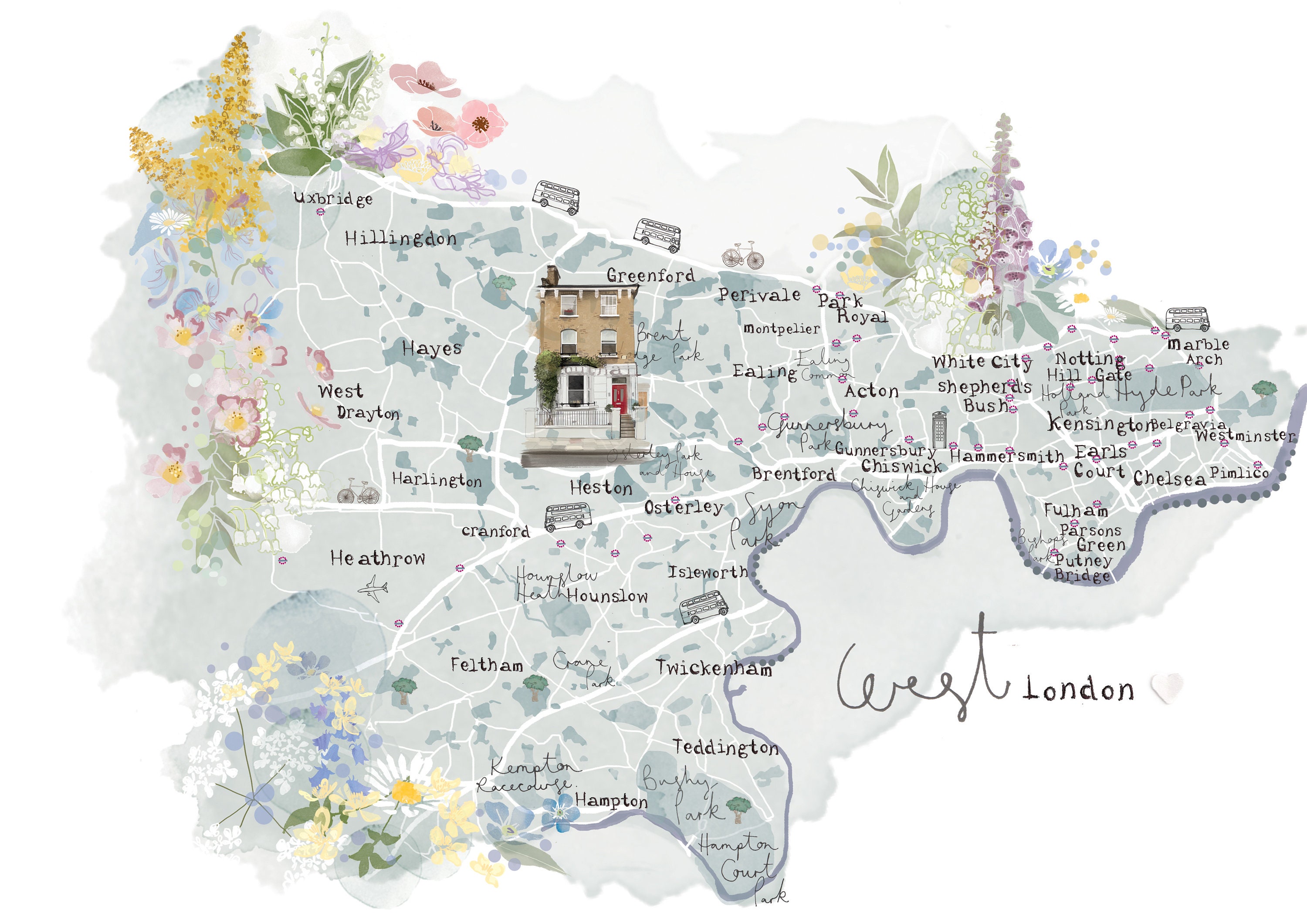 North London illustrated map Customised with your choice of | Etsy
