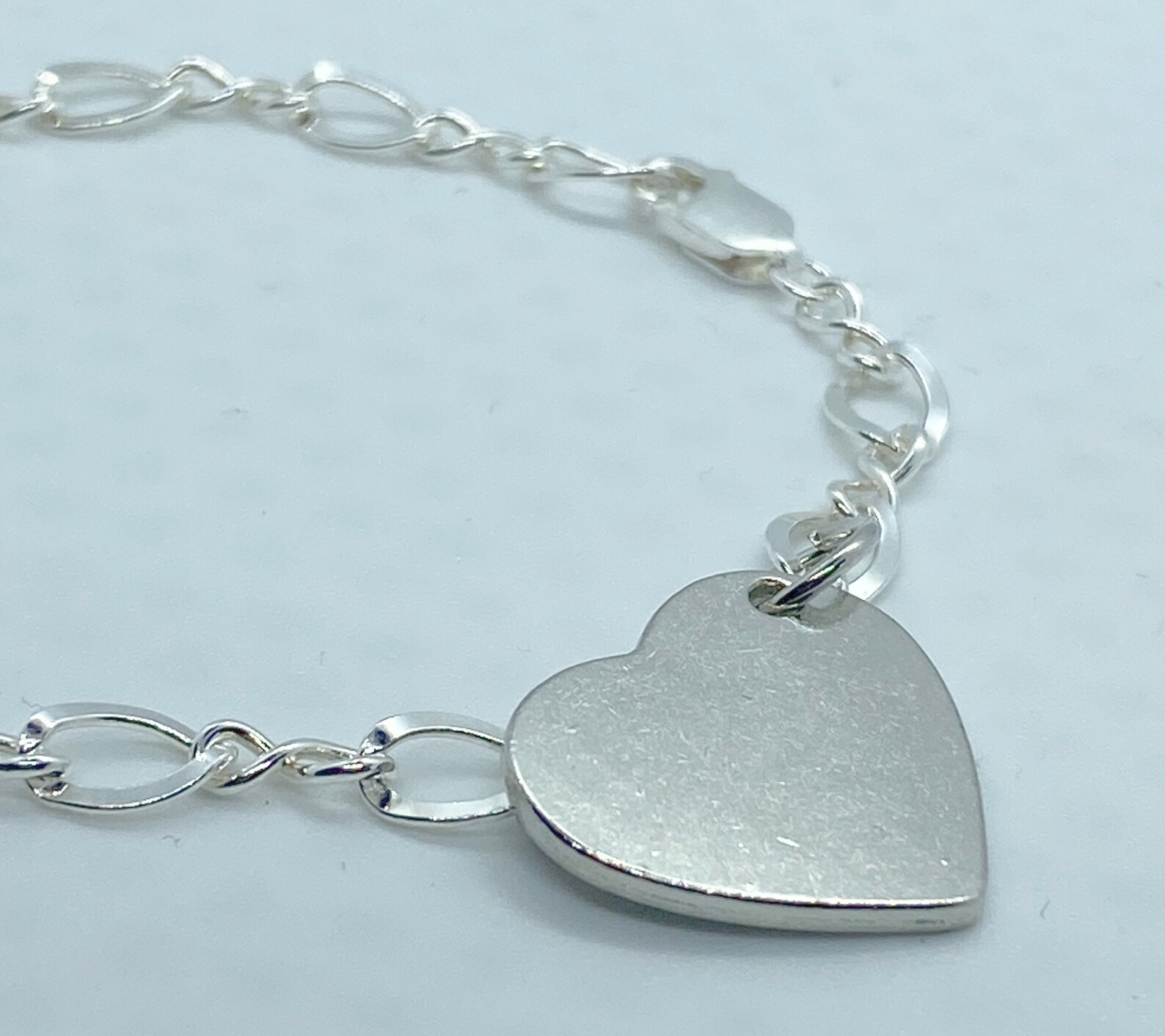 0166 Sterling Silver Bracelet With a Heart Charm - Etsy