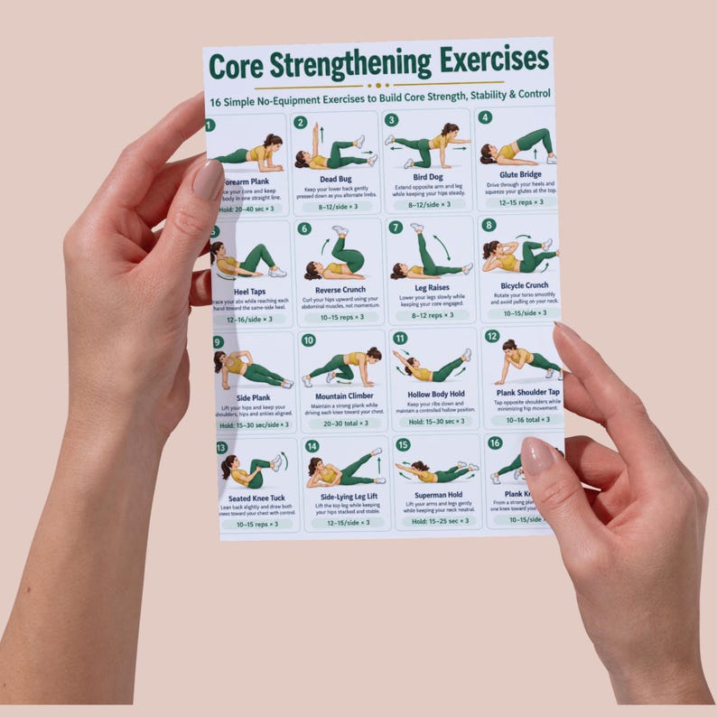 Core Strength Workout Printable | Abdominal Exercises & Abs Training ...