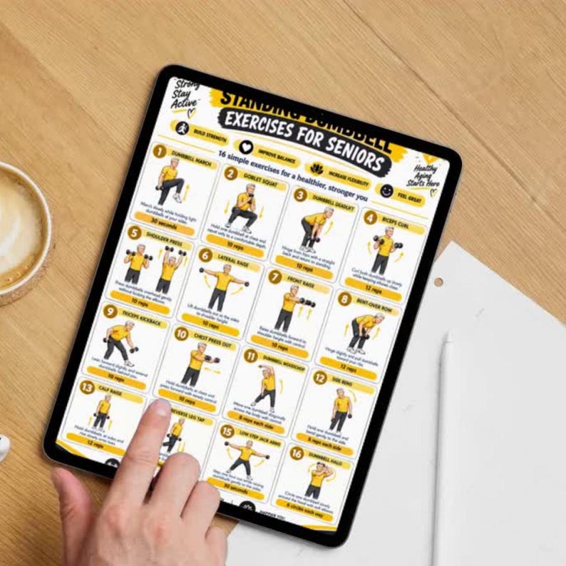 Senior Dumbbell Workout Printable | Standing Full Body Exercises | Home ...