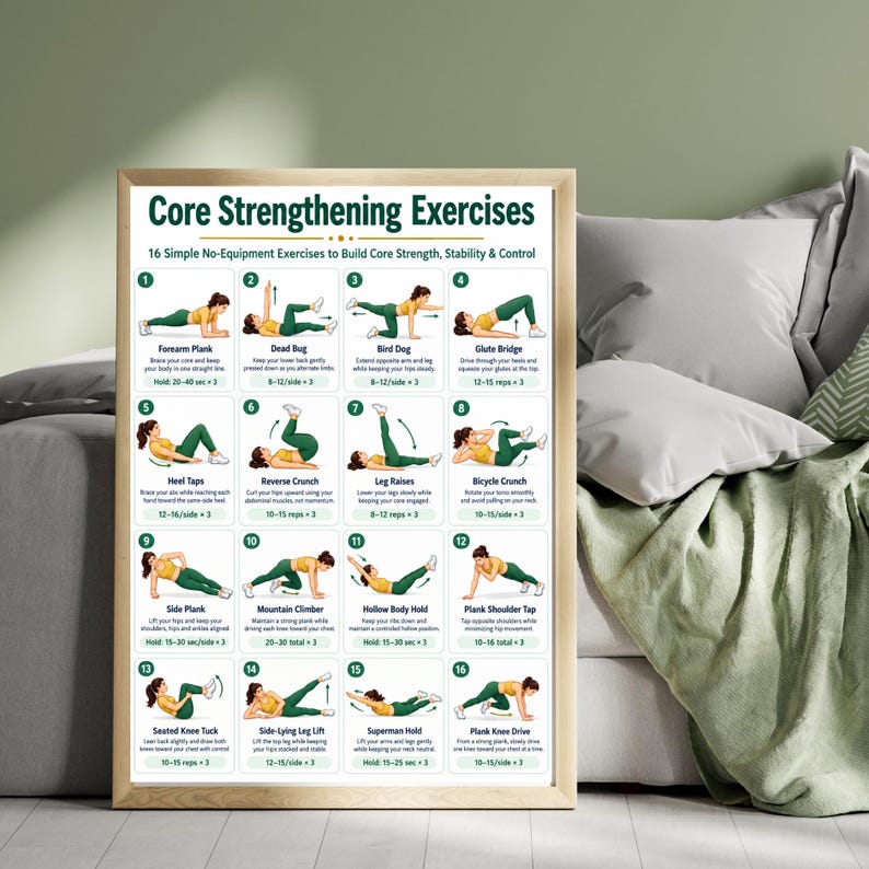 Core Strength Workout Printable | Abdominal Exercises & Abs Training ...