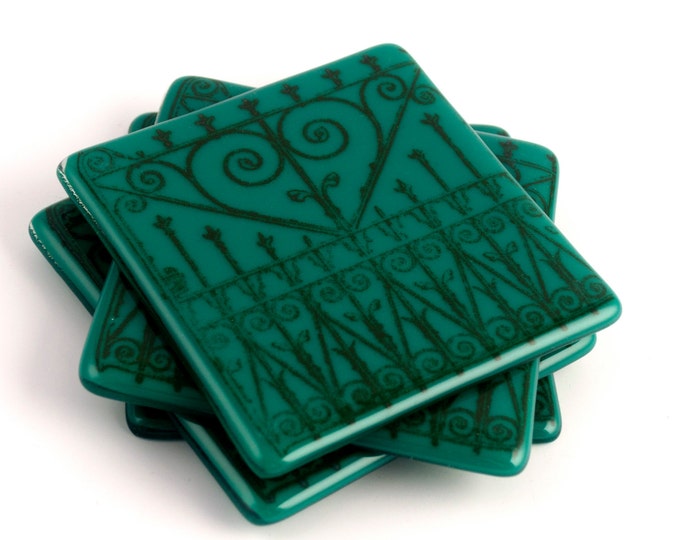 Victorian Wrought Iron Fence Fused Glass Coasters Set of Four - Etsy