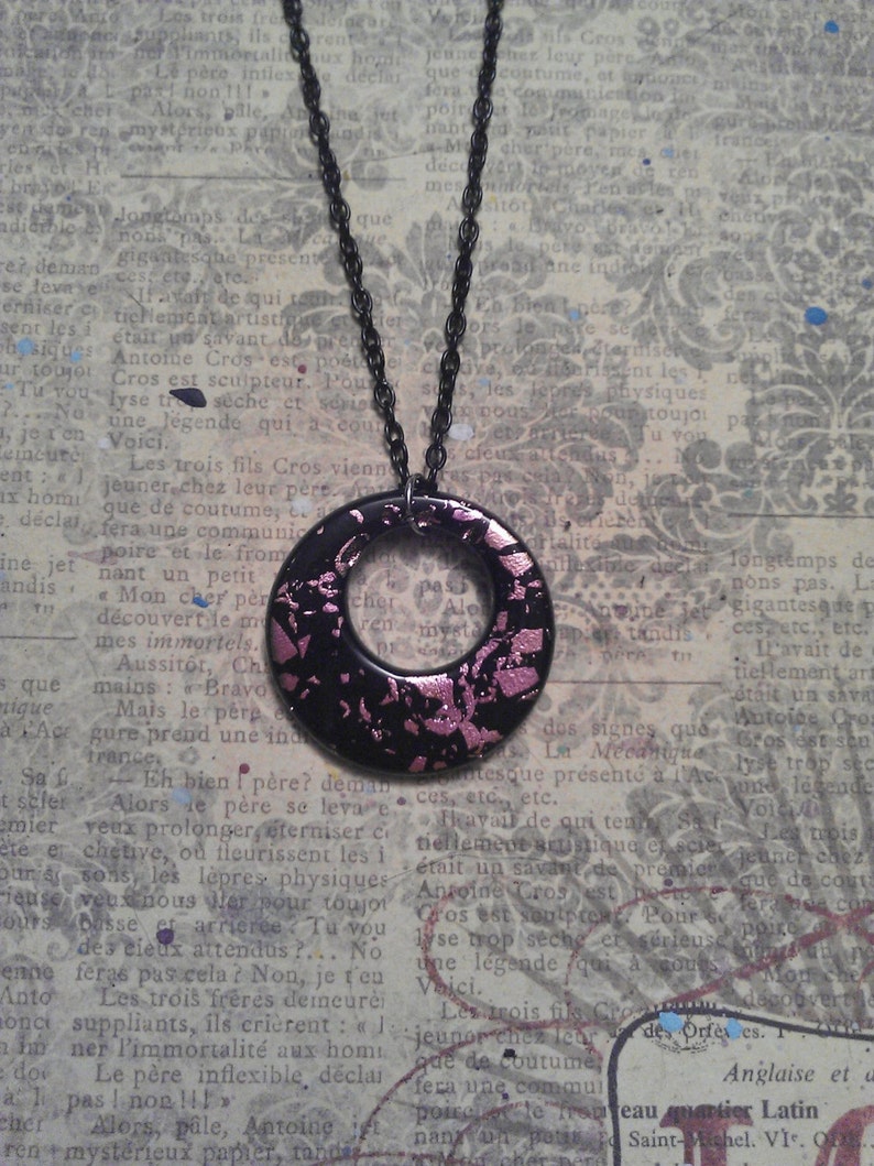 Black and Pink Frit Metallic Donut Loop - Disk Fused Dichroic Glass ...
