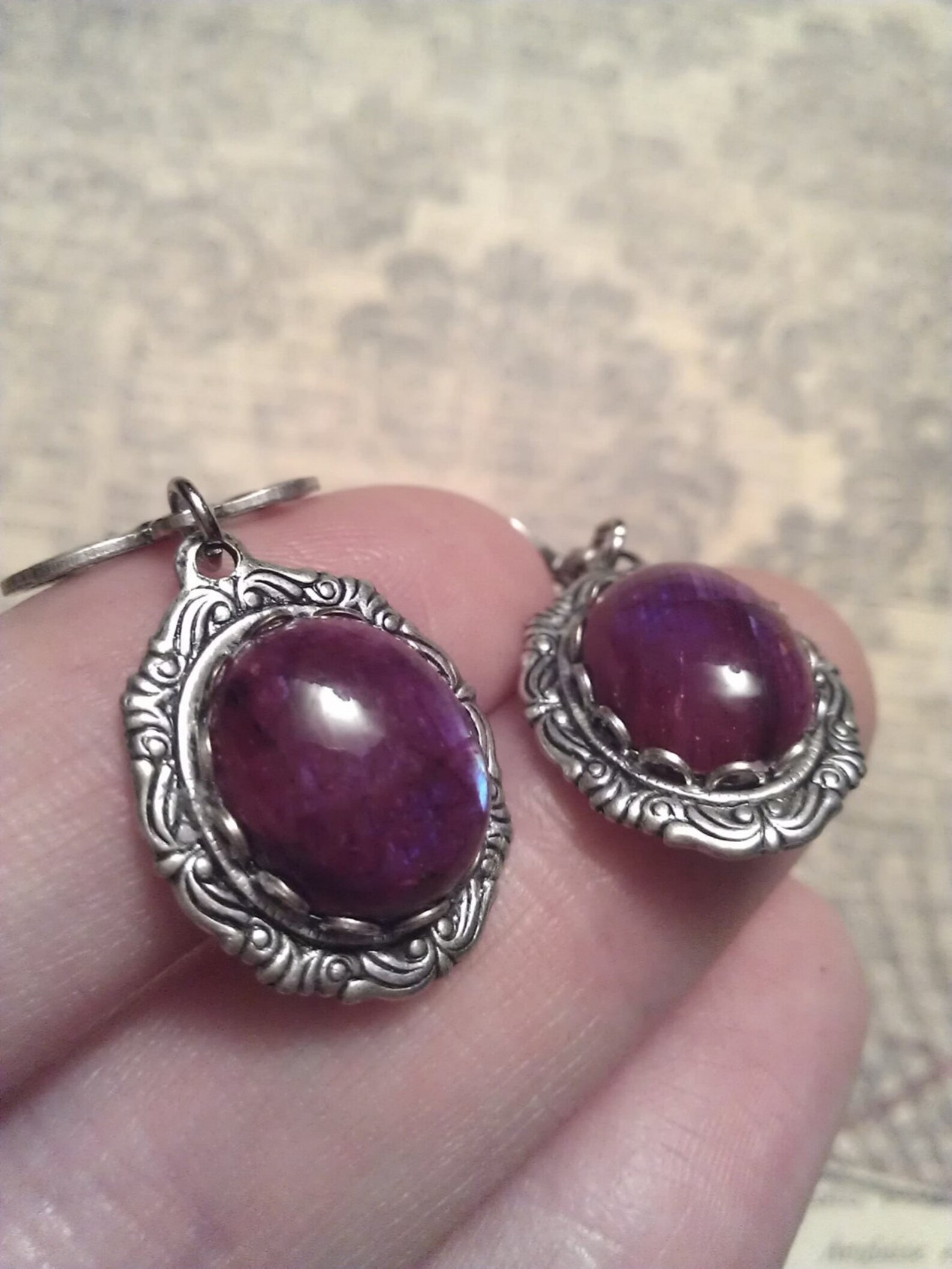 Plumb Sweet. Dyed Purple Rainbow Moonstone in Oxidized - Etsy