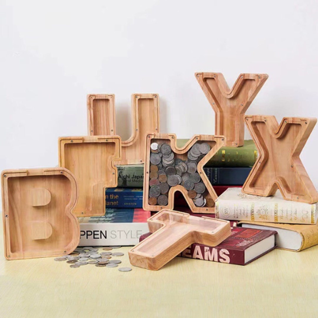 Custom Wooden Coin Bank Letter Coin Bank Name Bank Wooden - Etsy