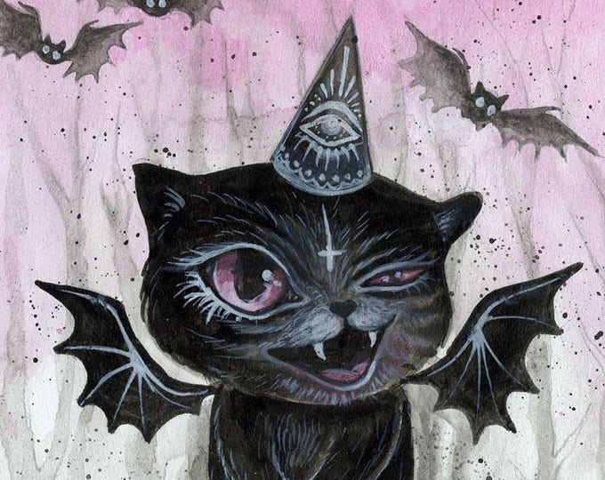 PAPER PRINT "the Derpy Vampurrr Bat" by Phresha - Mini Art Print ...