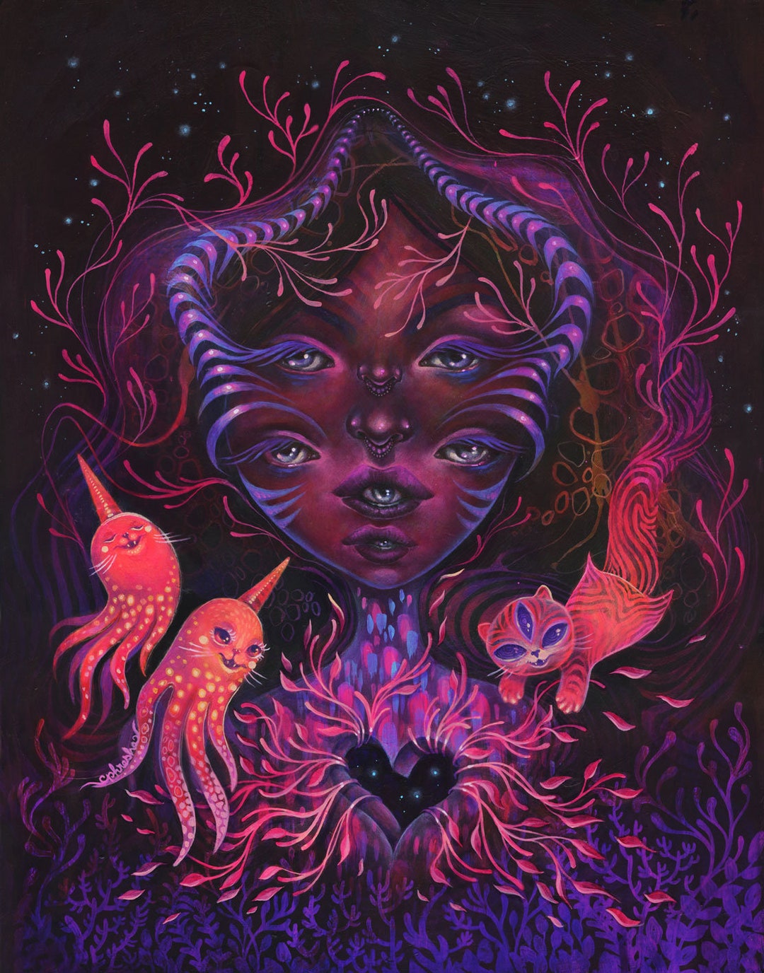 PAPER PRINT "oceanica" by Phresha - Visionary Trippy Painting, Under ...