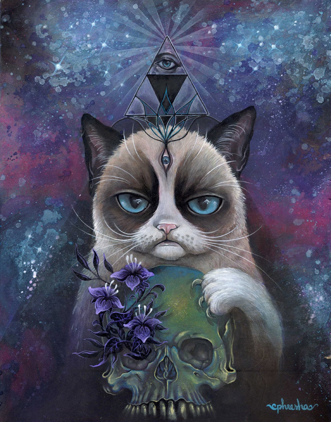 STAMPA CANVAS "Mind Control Feline" di Phresha - gatto scontroso ...