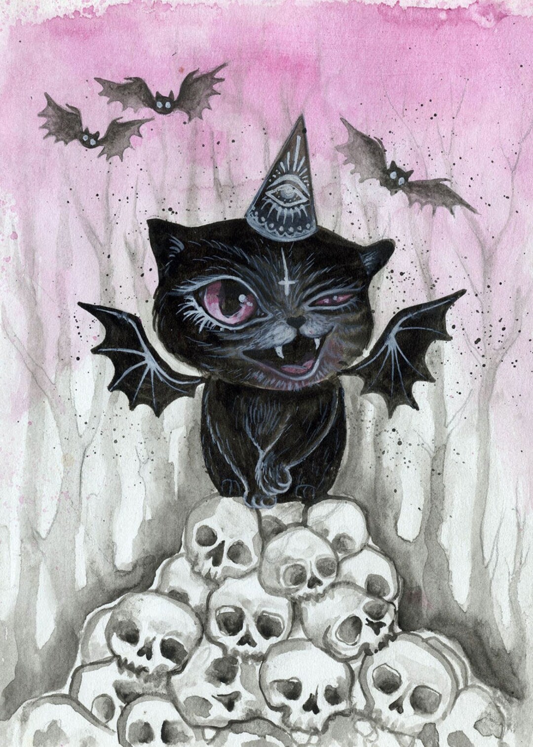 PAPER PRINT "the Derpy Vampurrr Bat" by Phresha - Mini Art Print ...