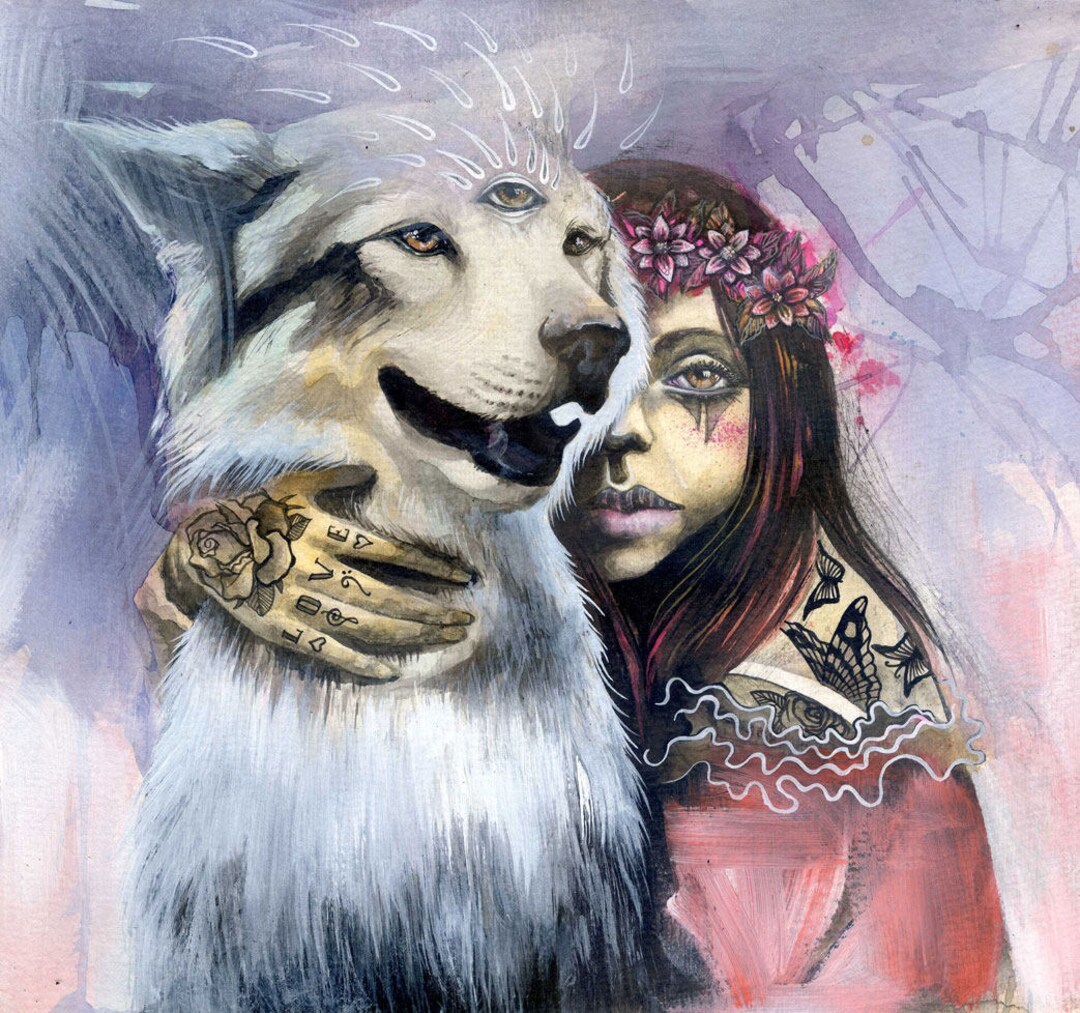PAPER PRINT "kindred Spirits" by Phresha - Wolf Dog Spirit Animal ...