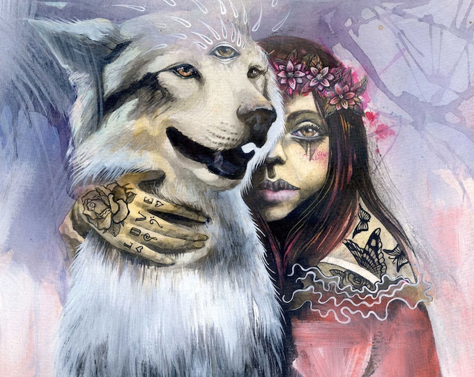 PAPER PRINT kindred Spirits by Phresha Wolf Dog Spirit Animal, Magical ...