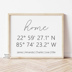 Coordinates Sign Personalized Home Sign PRINTABLE GPS Wall Art GPS ...