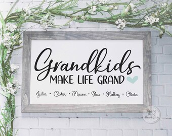 Grandchildren Tree Family Tree Canvas Print with Grandkids | Etsy