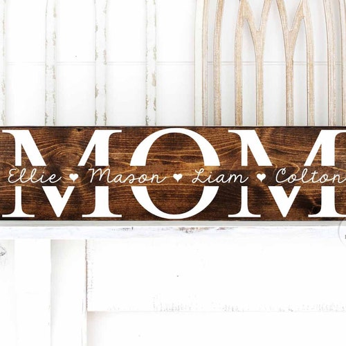 Custom MOM Sign With Childrens Names Mother's Day Gift - Etsy