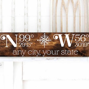 Home Coordinate Sign | Latitude & Longitude Sign | City Sign | State ...