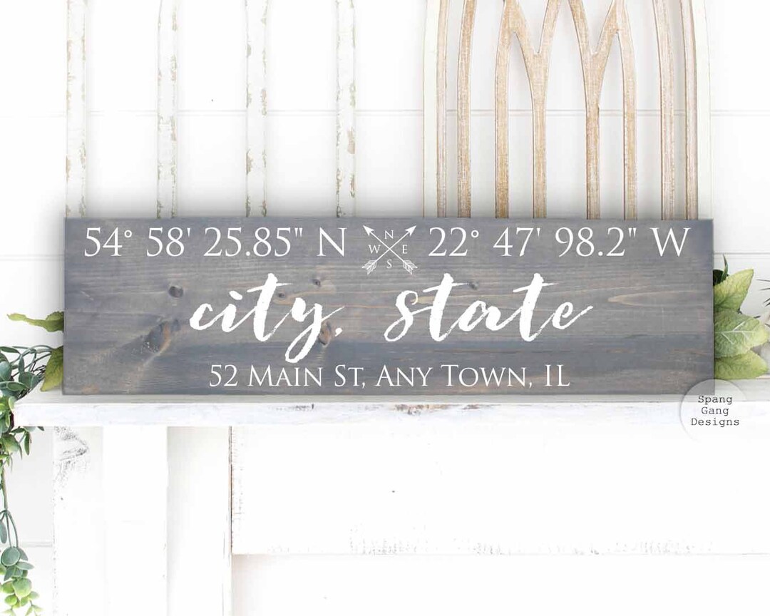 GPS Coordinates Sign | Custom Nautical Compass | Gallery Wall Art ...