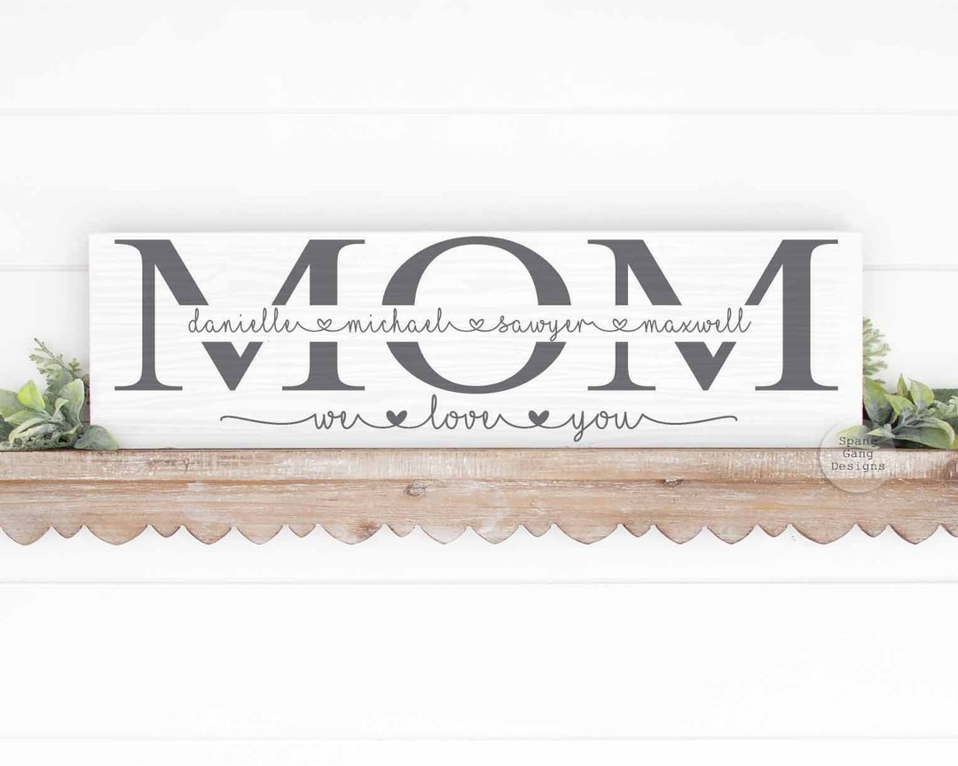 Custom MOM Sign | Mother's Day Gift for Mom | Mom We Love You Sign With ...
