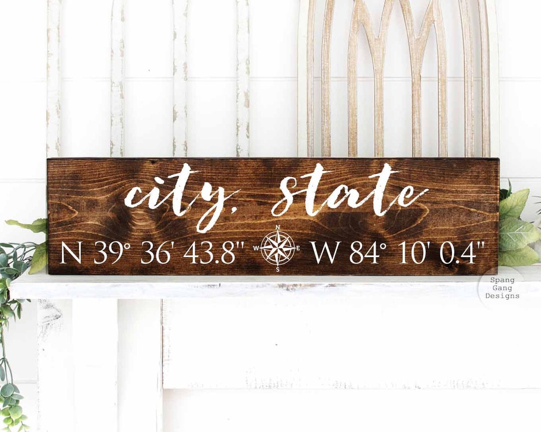 City State Wood Sign | Hometown State and Town Signs | Personalized ...