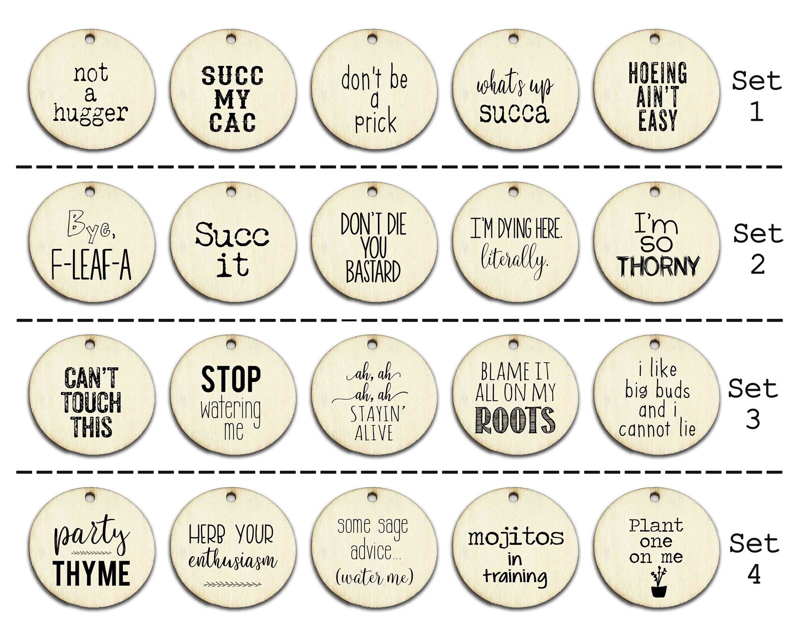 Set of 5 Funny Plant Pun Garden Markers Plant Stakes Funny | Etsy