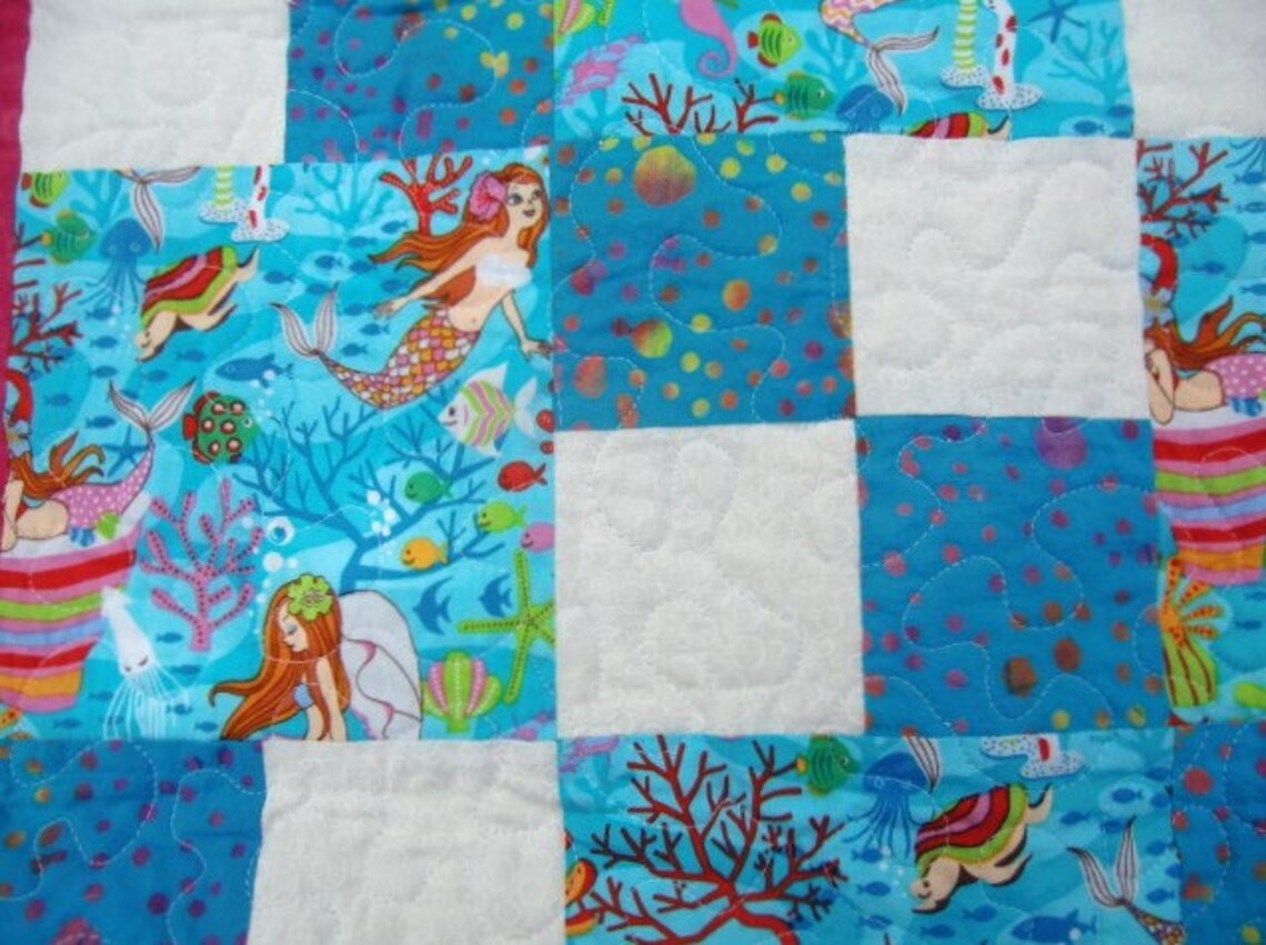 Baby Girl Quilt Mermaid Nursery Decor Patchwork Playmat | Etsy