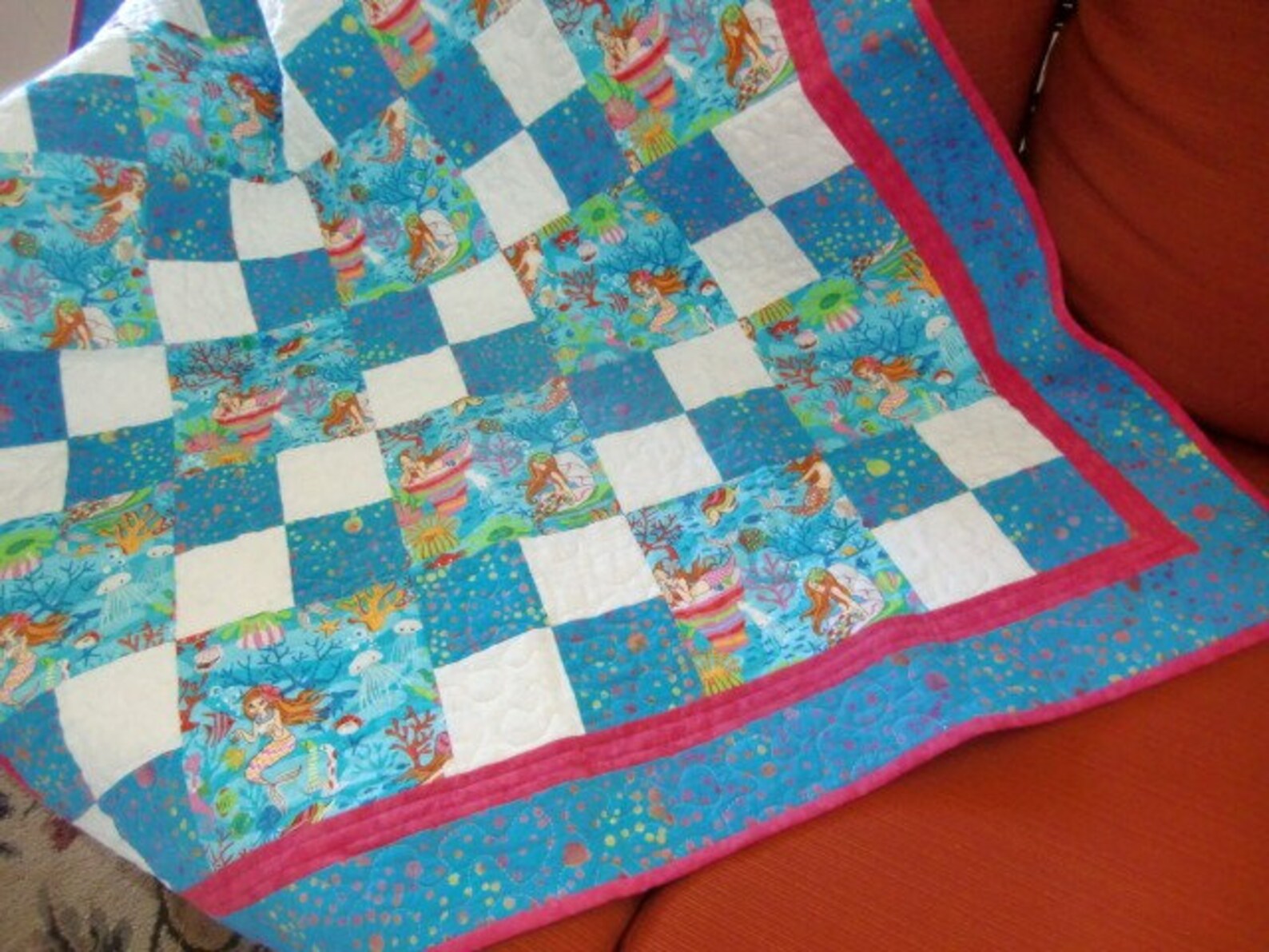 Baby Girl Quilt Mermaid Nursery Decor Patchwork Playmat | Etsy