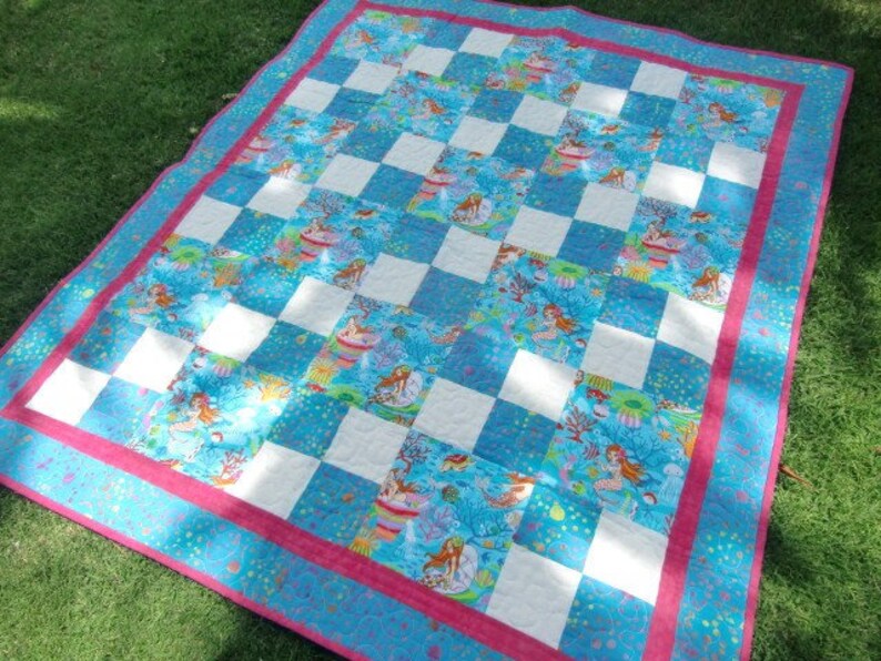 Baby Girl Quilt Mermaid Nursery Decor Patchwork Playmat - Etsy