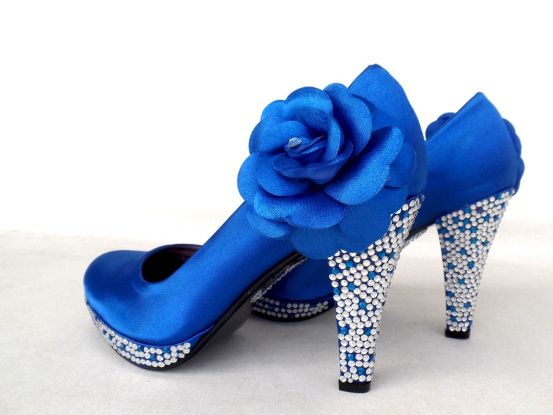 Something Blue Wedding Shoes With Rhinestones - Etsy