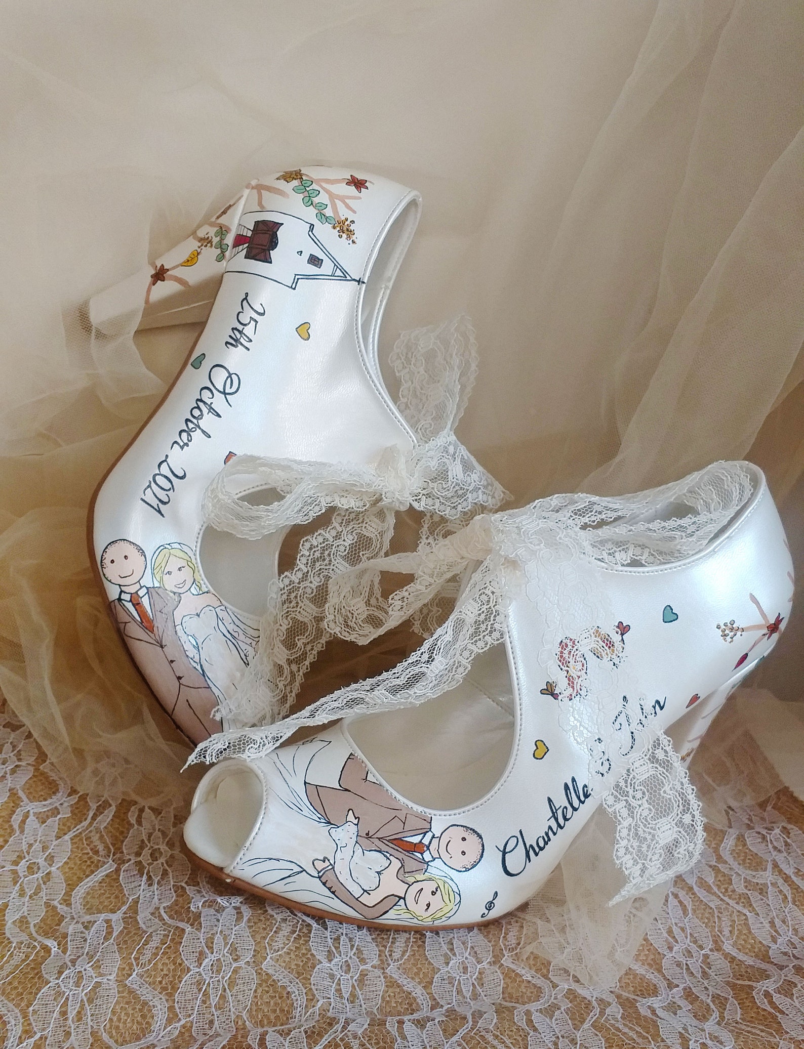 Personalized Boho Wedding Shoes, Handpainted Bride and Groom - Etsy