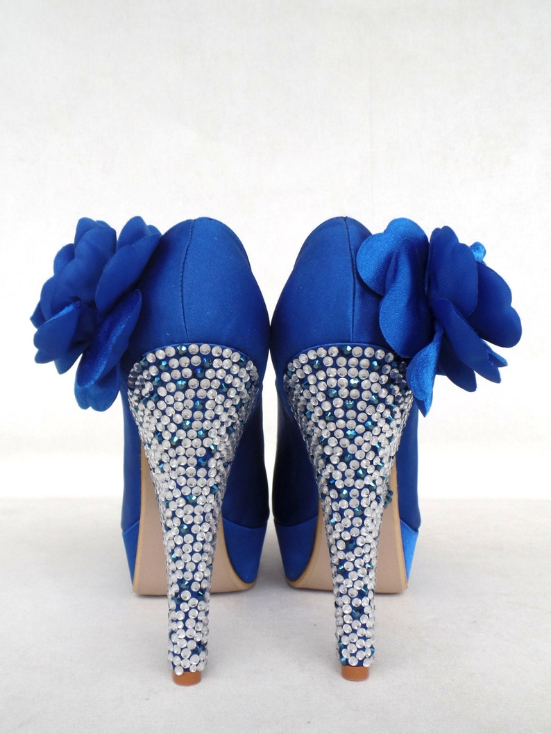 Something Blue Wedding Shoes With Rhinestones - Etsy