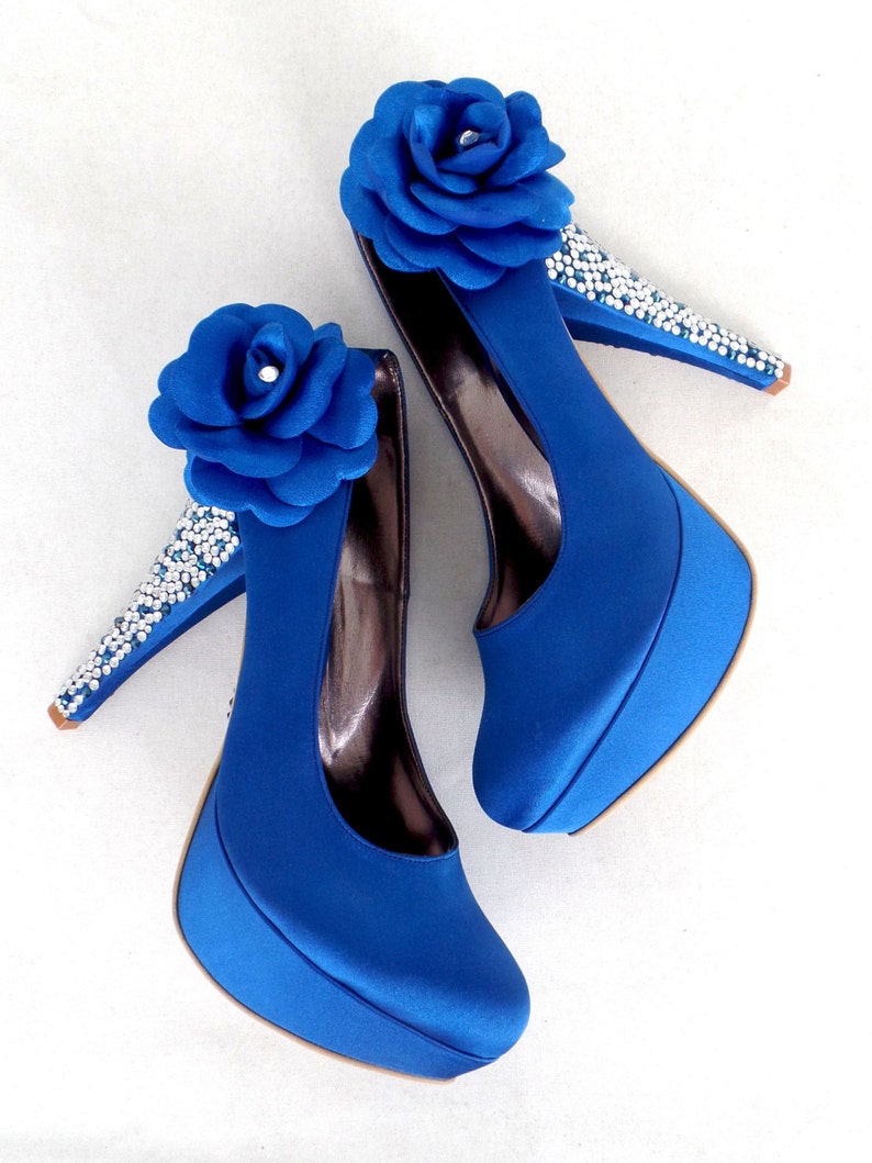 Something Blue Wedding Shoes With Rhinestones - Etsy