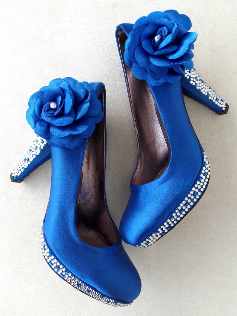 Something Blue Wedding Shoes With Rhinestones - Etsy