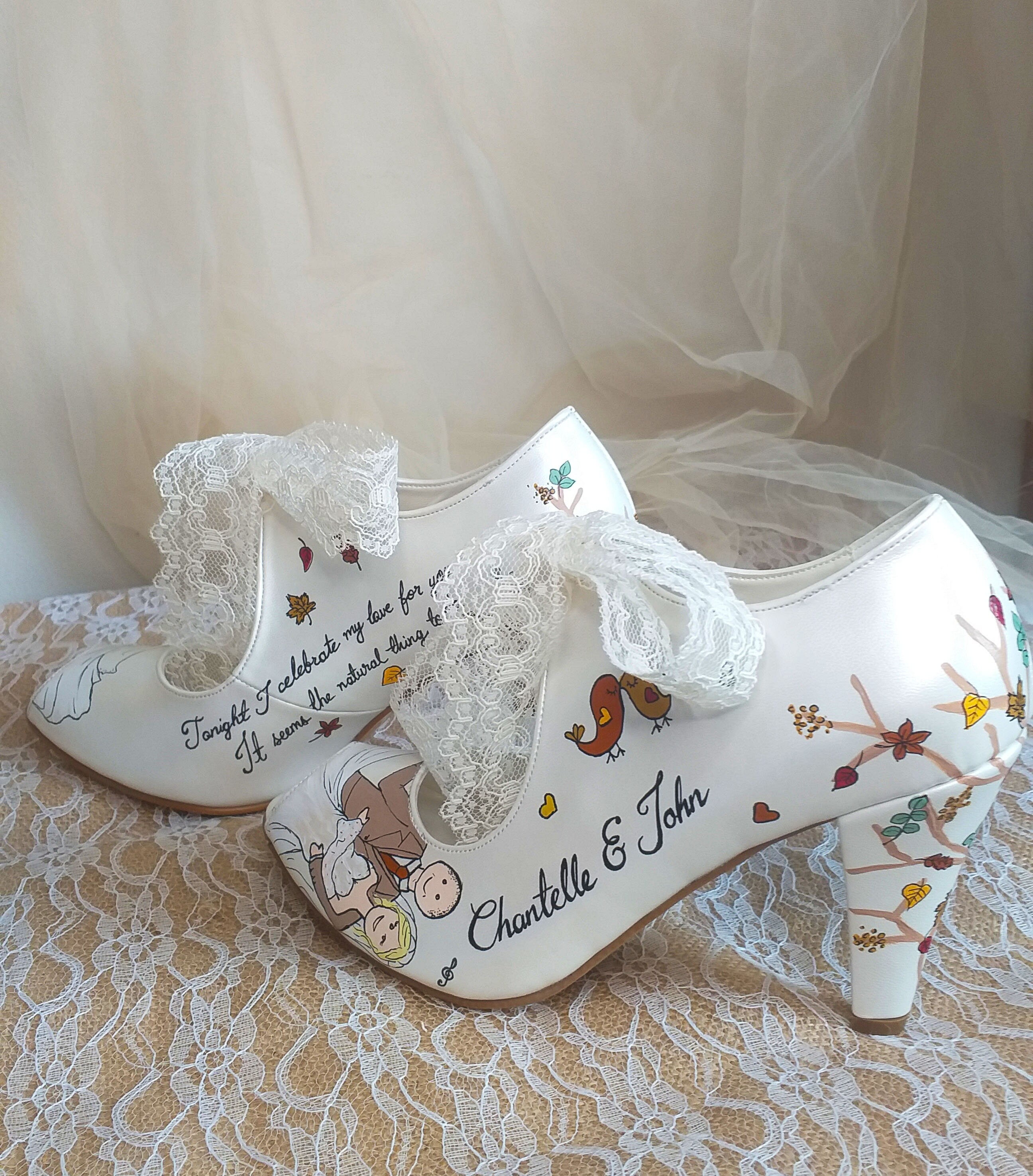 Personalized Boho Wedding Shoes, Handpainted Bride and Groom - Etsy