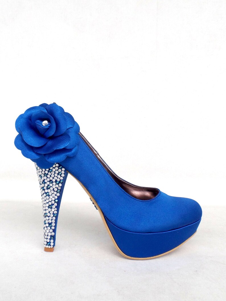 Something Blue Wedding Shoes With Rhinestones - Etsy
