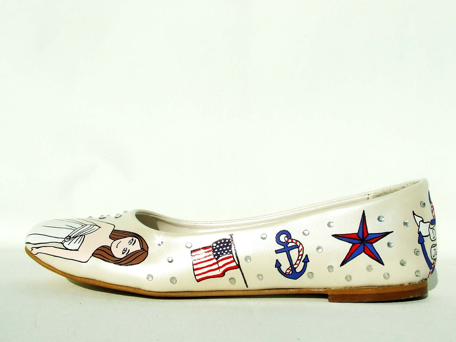 Personalized Wedding Flats, Custom Bridal Flats, Navy Nautical - Etsy