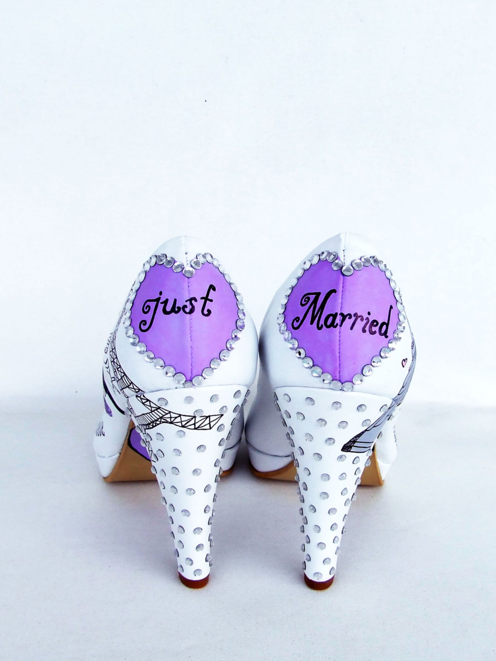 Custom Wedding Shoes for Bride, Hand Painted Purple Bridal Shoes, Paris ...
